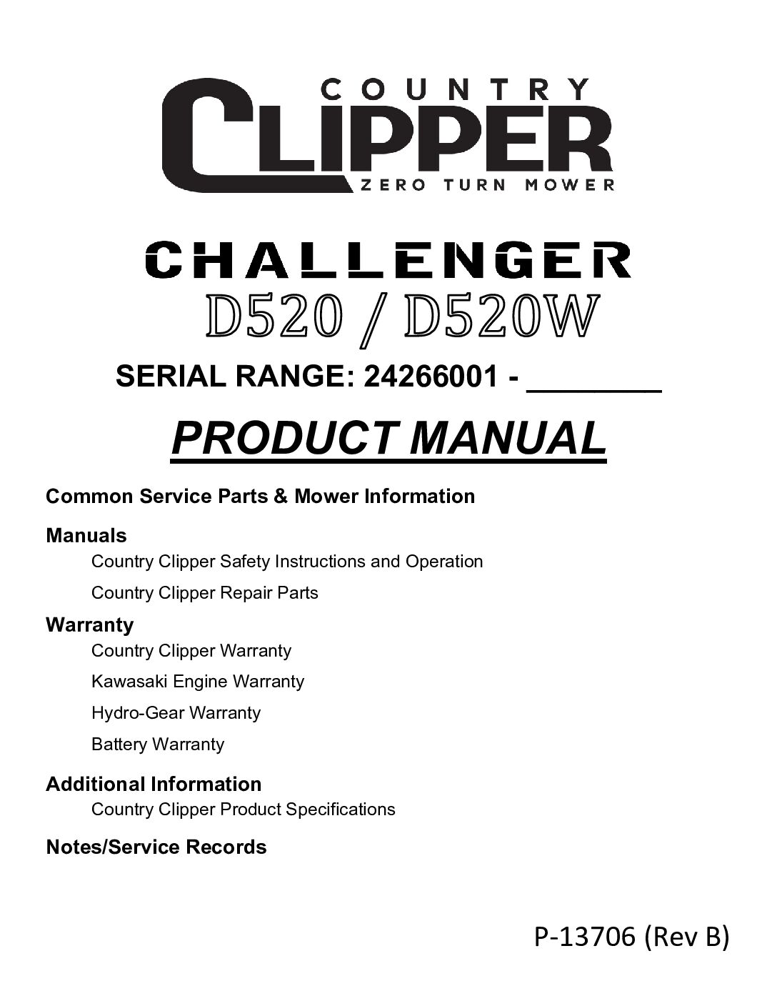 2025 (D520) Challenger Product Manual | Country Clipper
